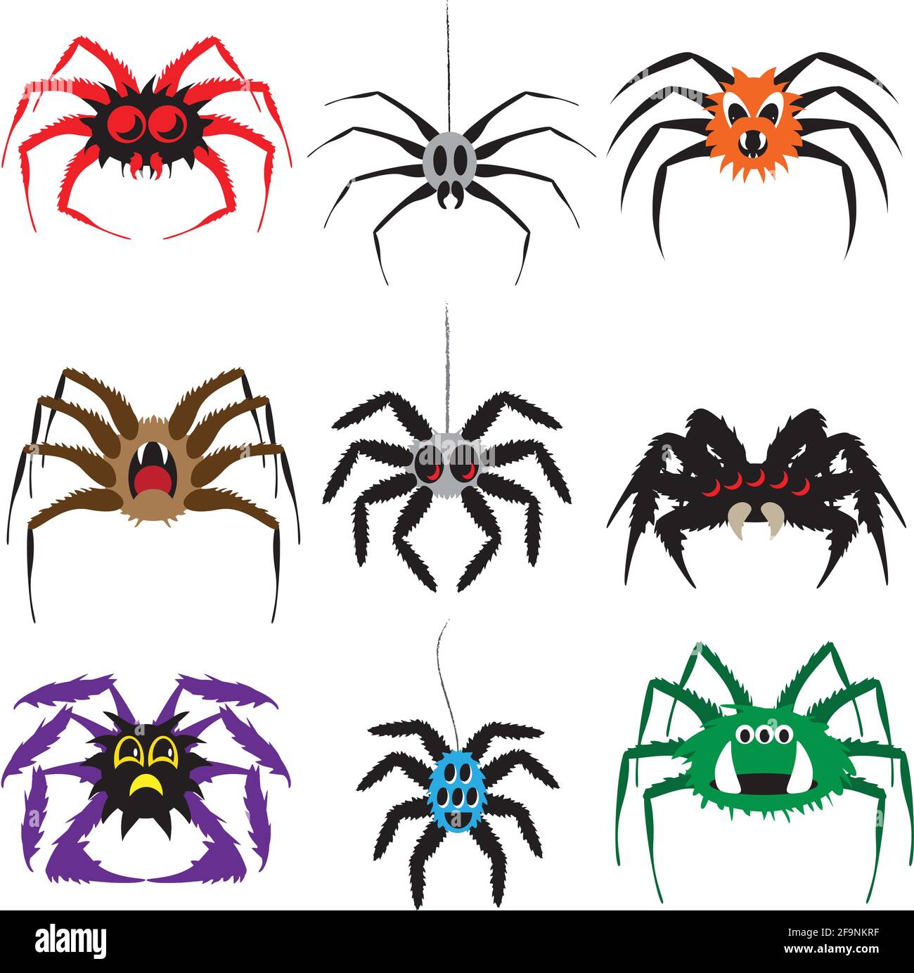 Araignées de personnages de dessins animés COLLECTION de neuf illustrations Image Vectorielle ...