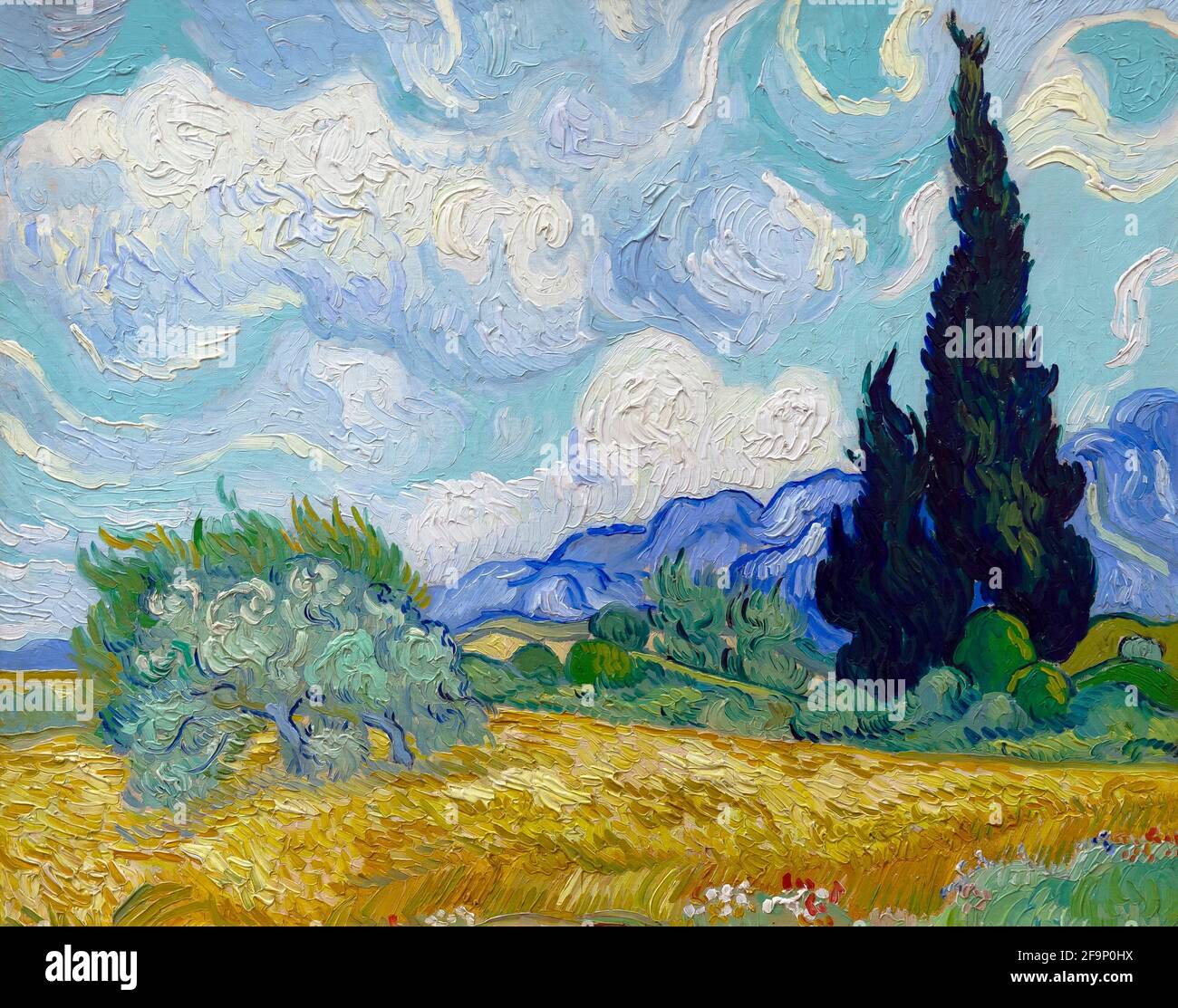 Le cyprès et l'arbre à fleurs, Vincent van Gogh, 1889 Photo Stock - Alamy