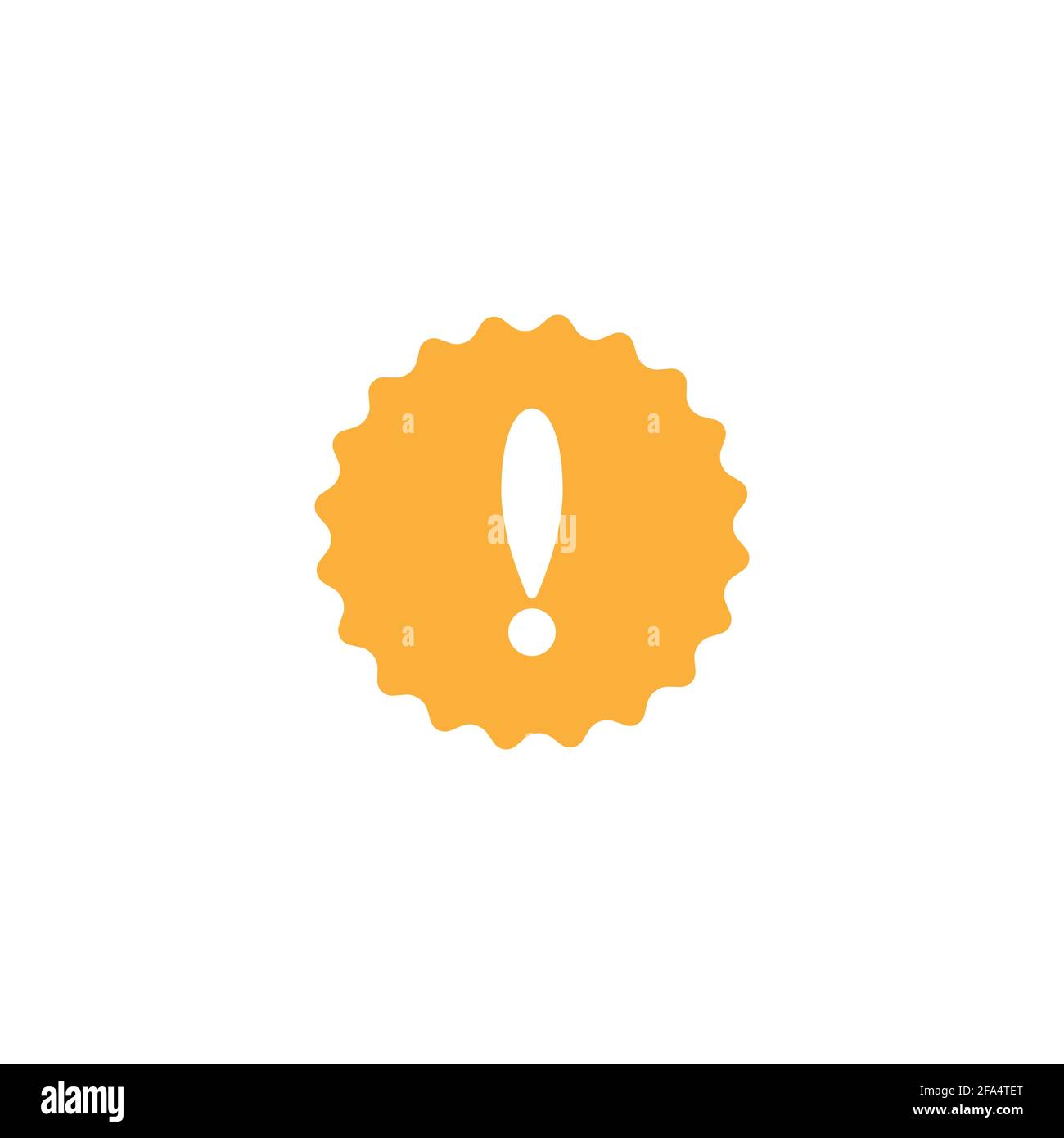 Point d'exclamation blanc dans un cercle orange avec ruban. Icône d ...