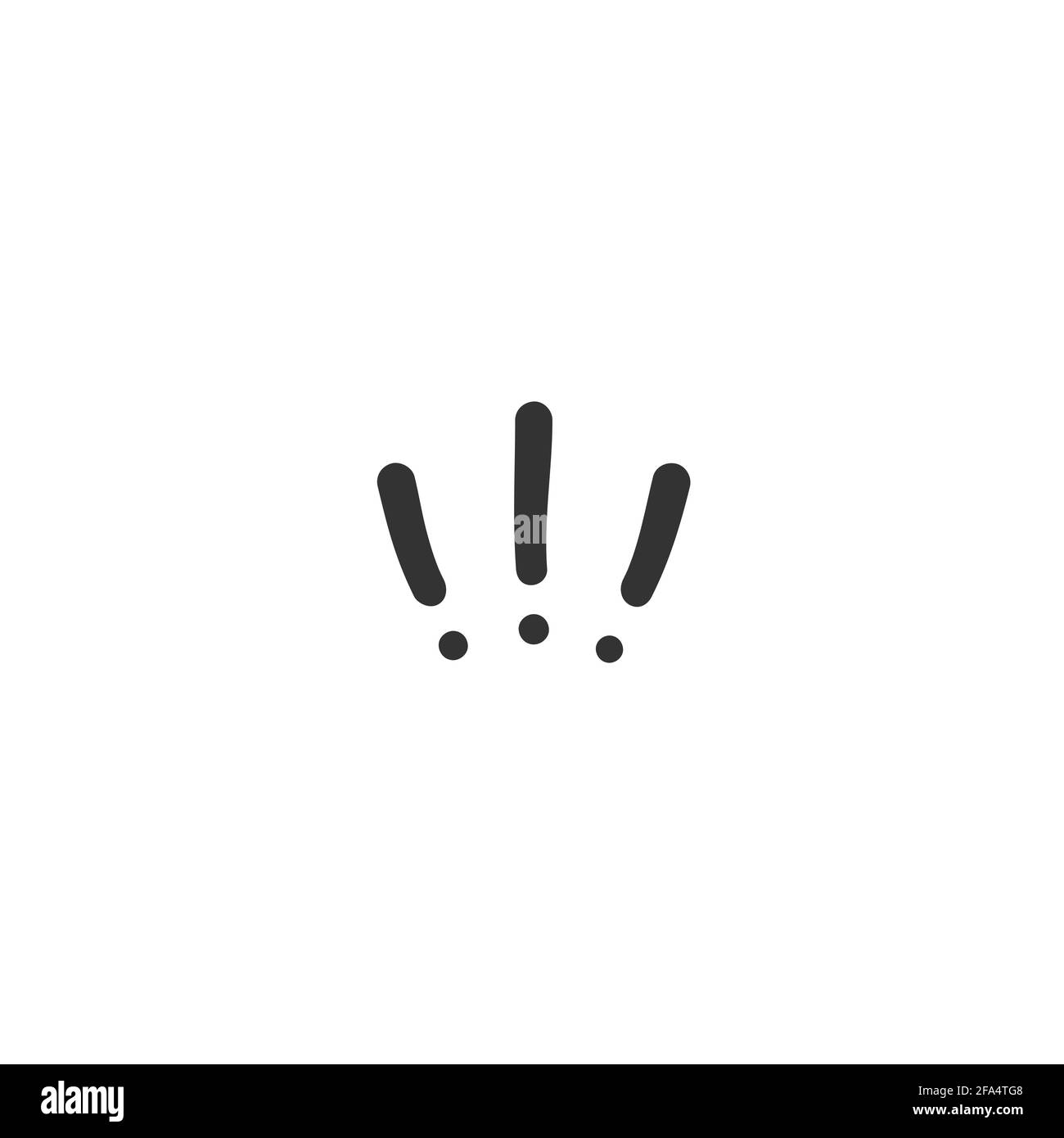 Trois points d'exclamation noirs dessinés à la main. Icône d ...