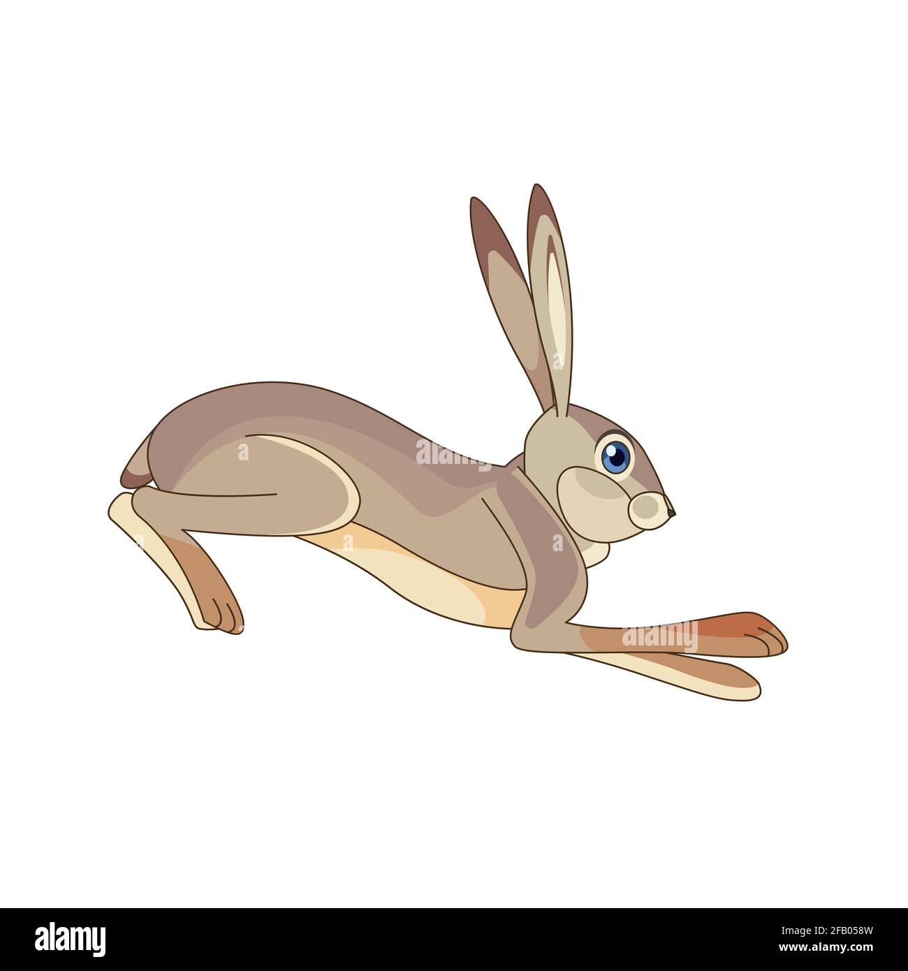 Lièvre en marche et saut. Personnage de dessin animé d'un petit animal ...