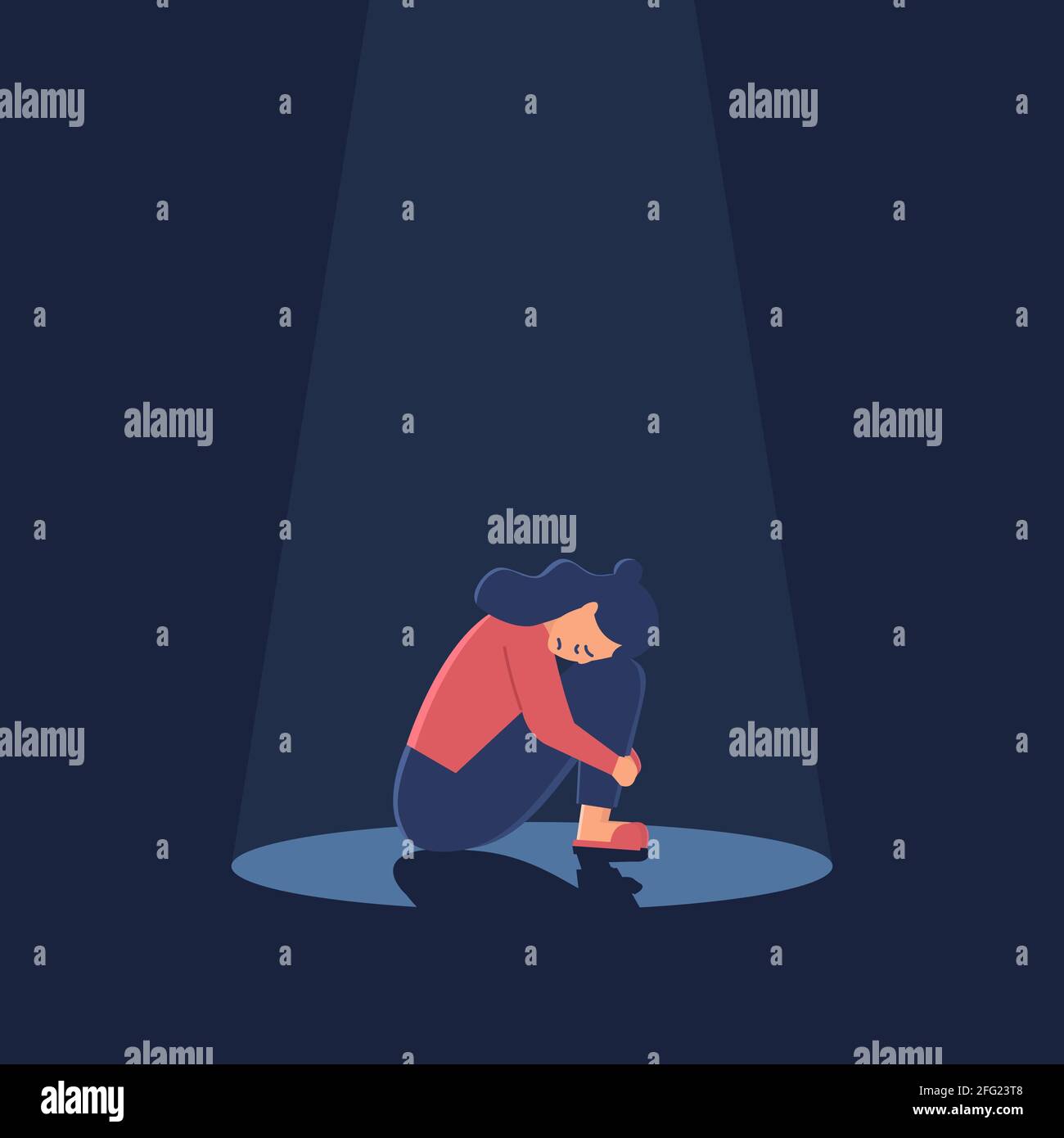 Femme pleure à terre Banque d'images vectorielles - Alamy