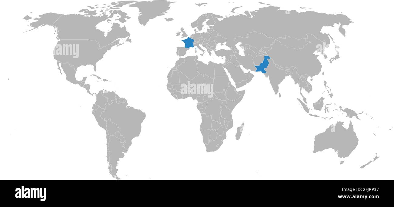 Pakistan, France pays isolés sur la carte du monde. Concepts d'affaires ...