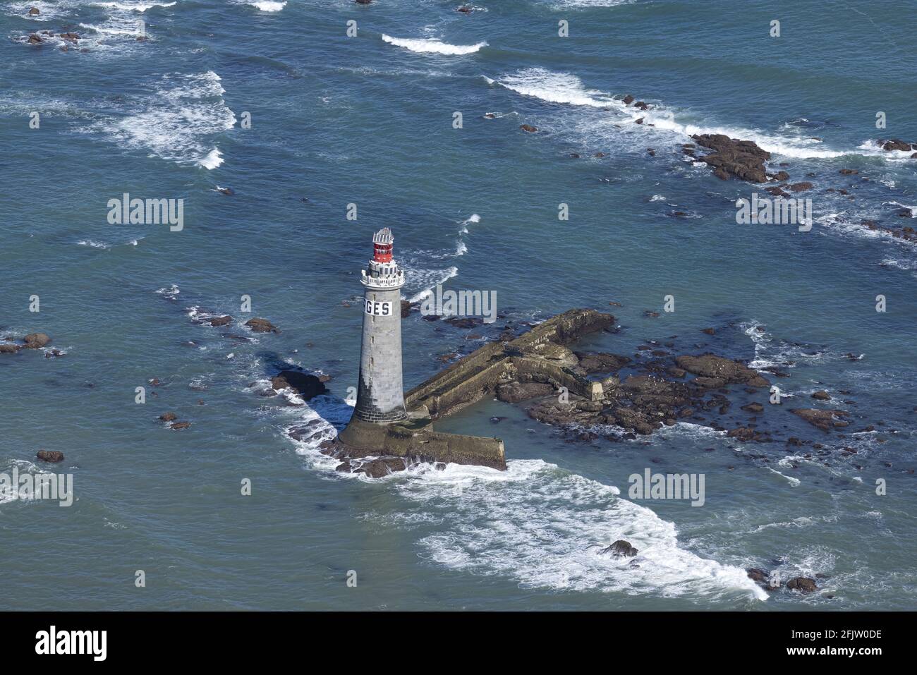 France, Vendée, les Sables d'Olonne, phare des Barges (vue aérienne ...