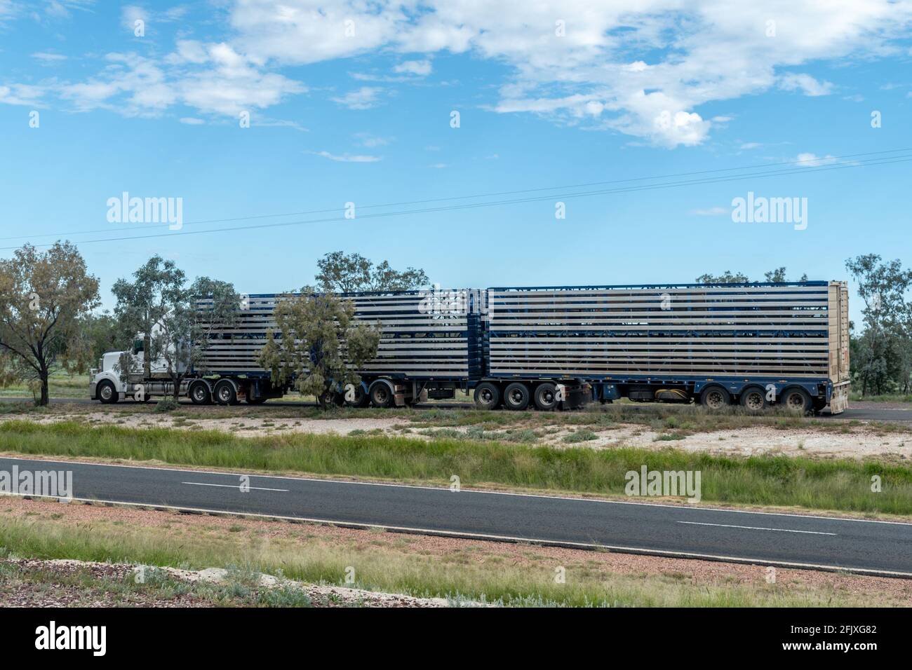 Double road train cattle truck Banque de photographies et d’images à ...