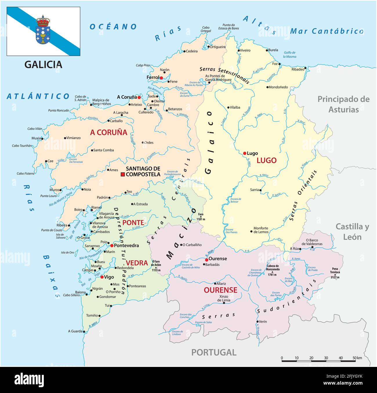 Map of galicia Banque d'images détourées - Alamy