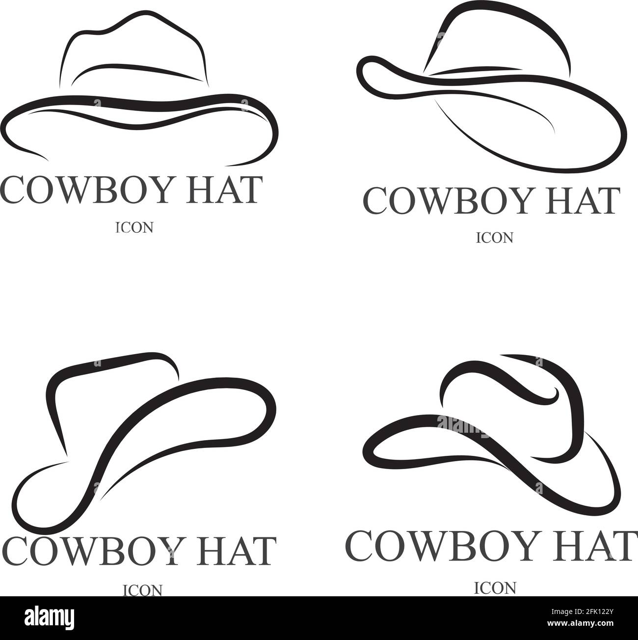 modèle de dessin vectoriel d'icône de logo de chapeau de cowboy Image ...