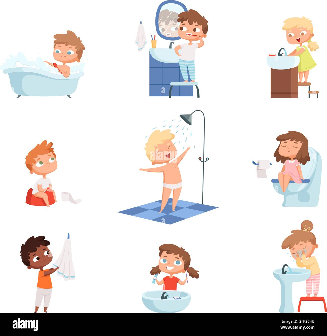 Toilette du matin fille Banque d'images vectorielles - Alamy