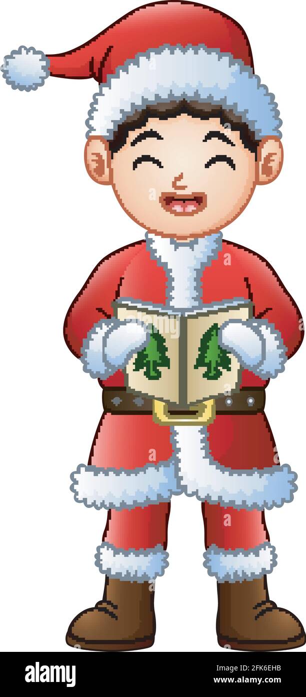 Illustration vectorielle de chants de noël pour garçon de dessin animé ...