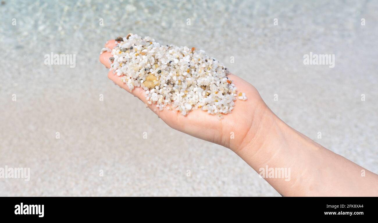 Détails du sable de quartz de la plage de is arutas, Cabras, Sardaigne ...
