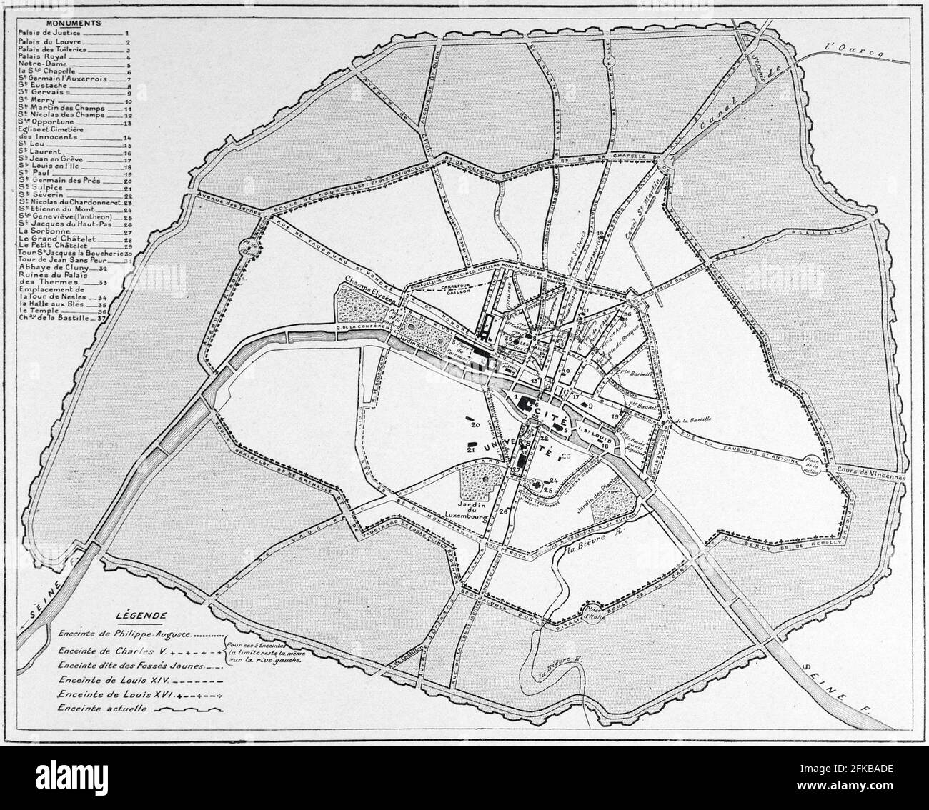 Carte des fortifications de Paris : Louis Barron, Paris Pittoresque ...