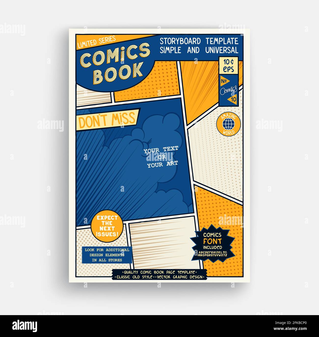 Modèle de page de bande dessinée. Art de storyboard classique ...
