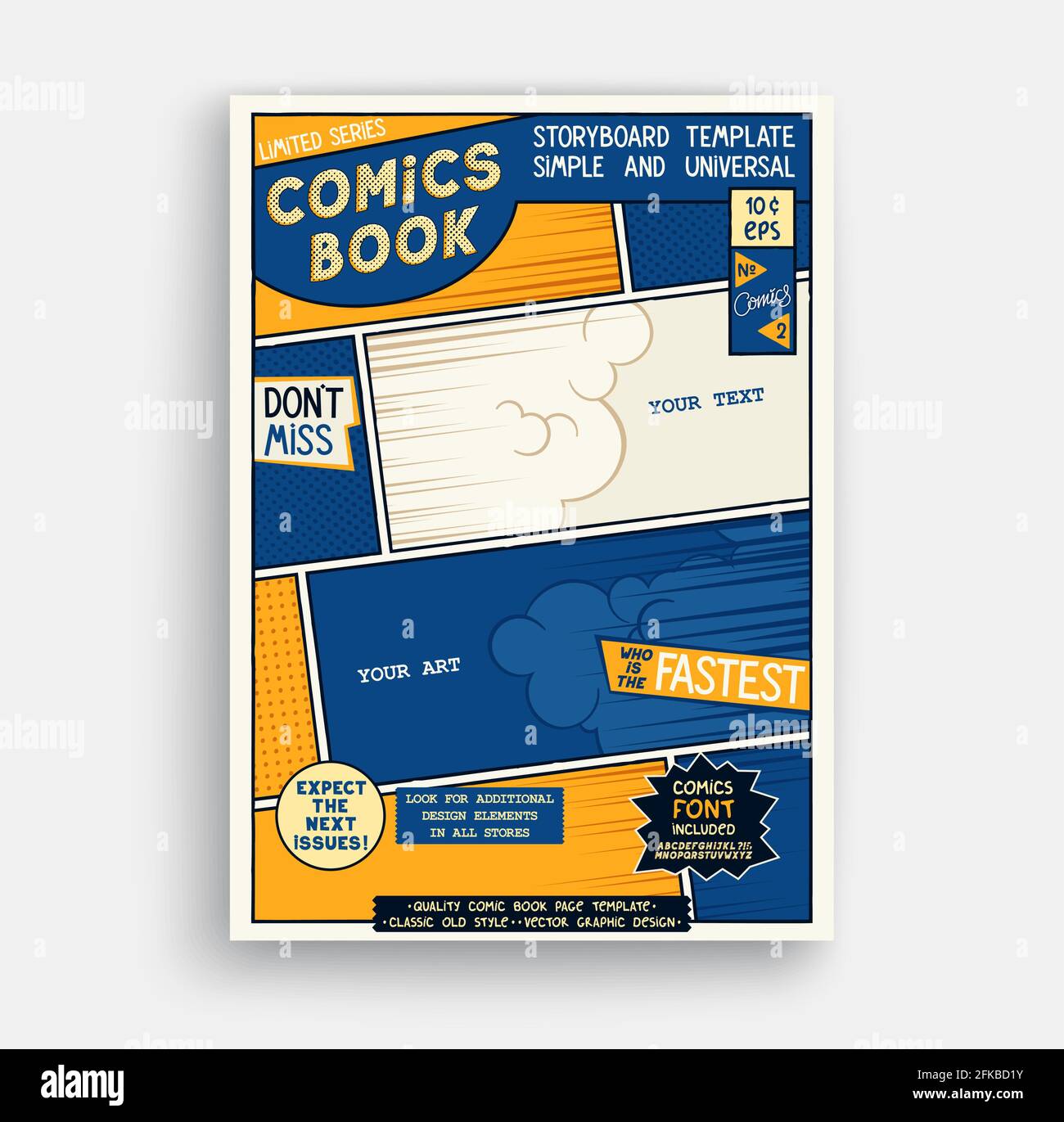 Modèle de page de bande dessinée. Art de storyboard classique ...