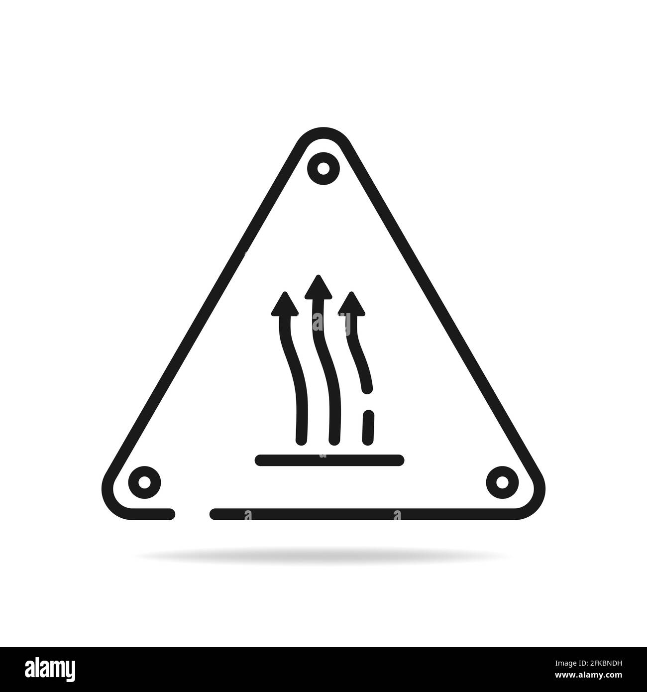 Le contour du panneau d'avertissement avec un symbole de chaleur est ...