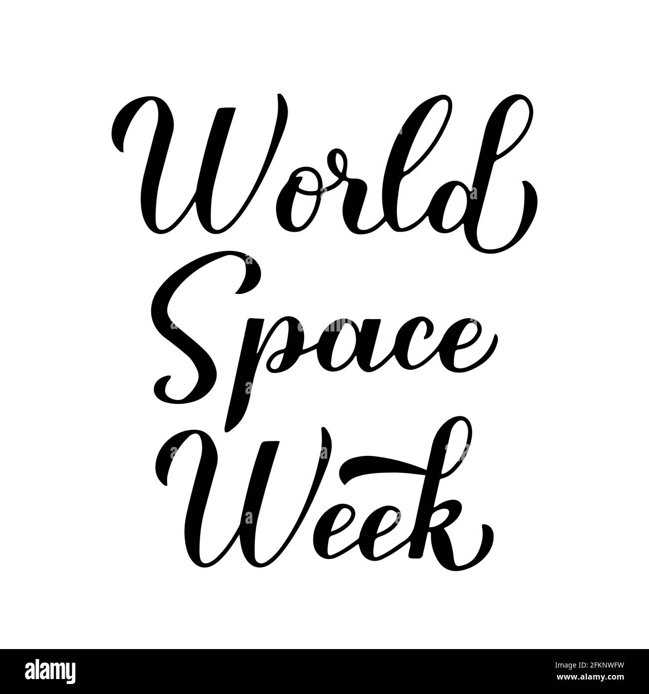 Lettre de la semaine mondiale de l'espace calligraphie à la main isolée ...