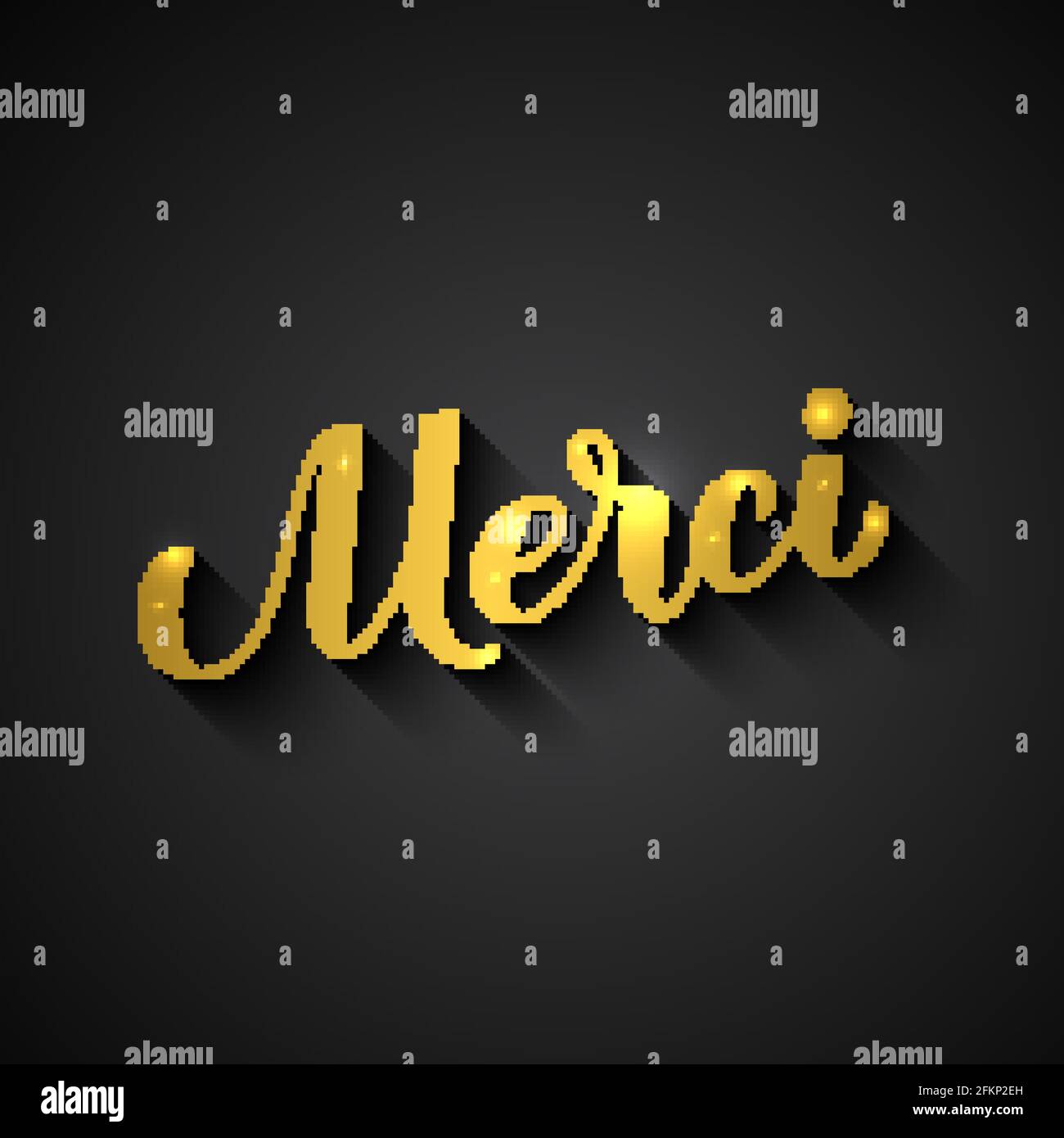 Merci en français. Lettrage doré sur fond noir. Modèle vectoriel pour ...