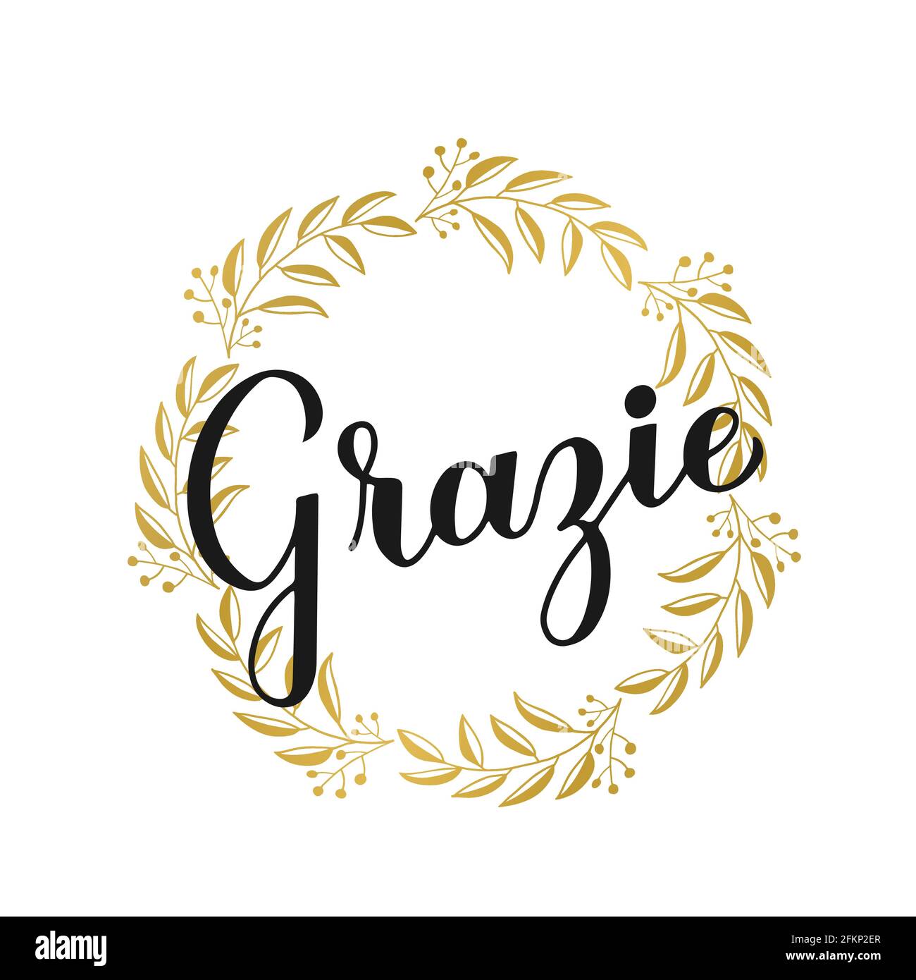 Merci calligraphie lettrage à la main en langue italienne. Couronne à ...