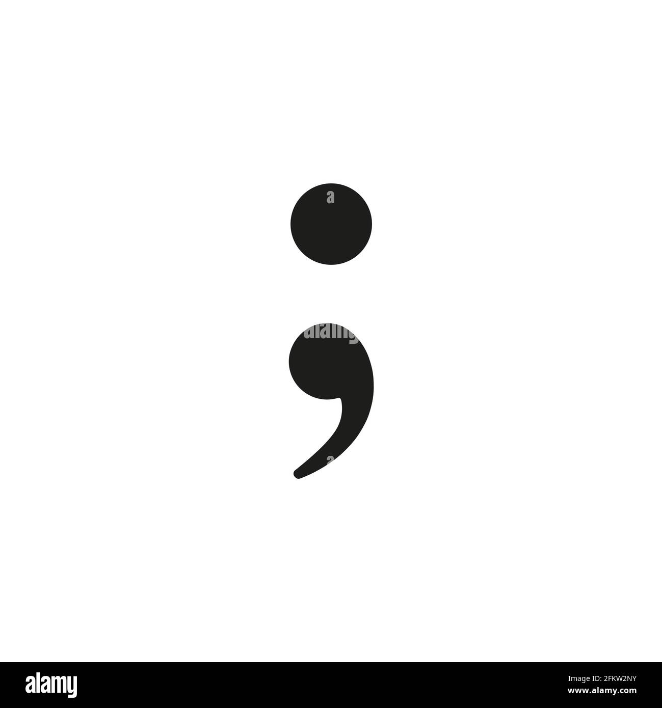 Symbole point-virgule dessiné à la main avec des surligneurs bleus et ...