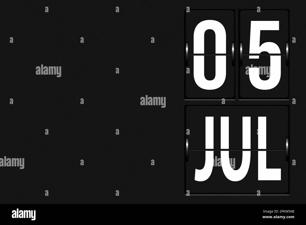 5 juillet. Jour 5 du mois, date du calendrier. Calendrier sous la forme ...