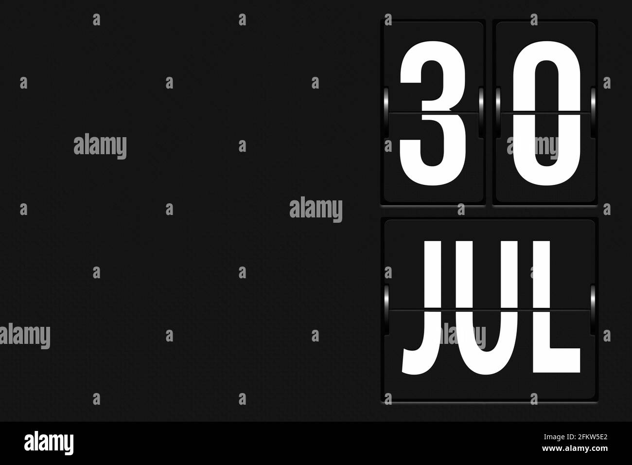 30 juillet. Jour 30 du mois, date du calendrier. Calendrier sous la ...