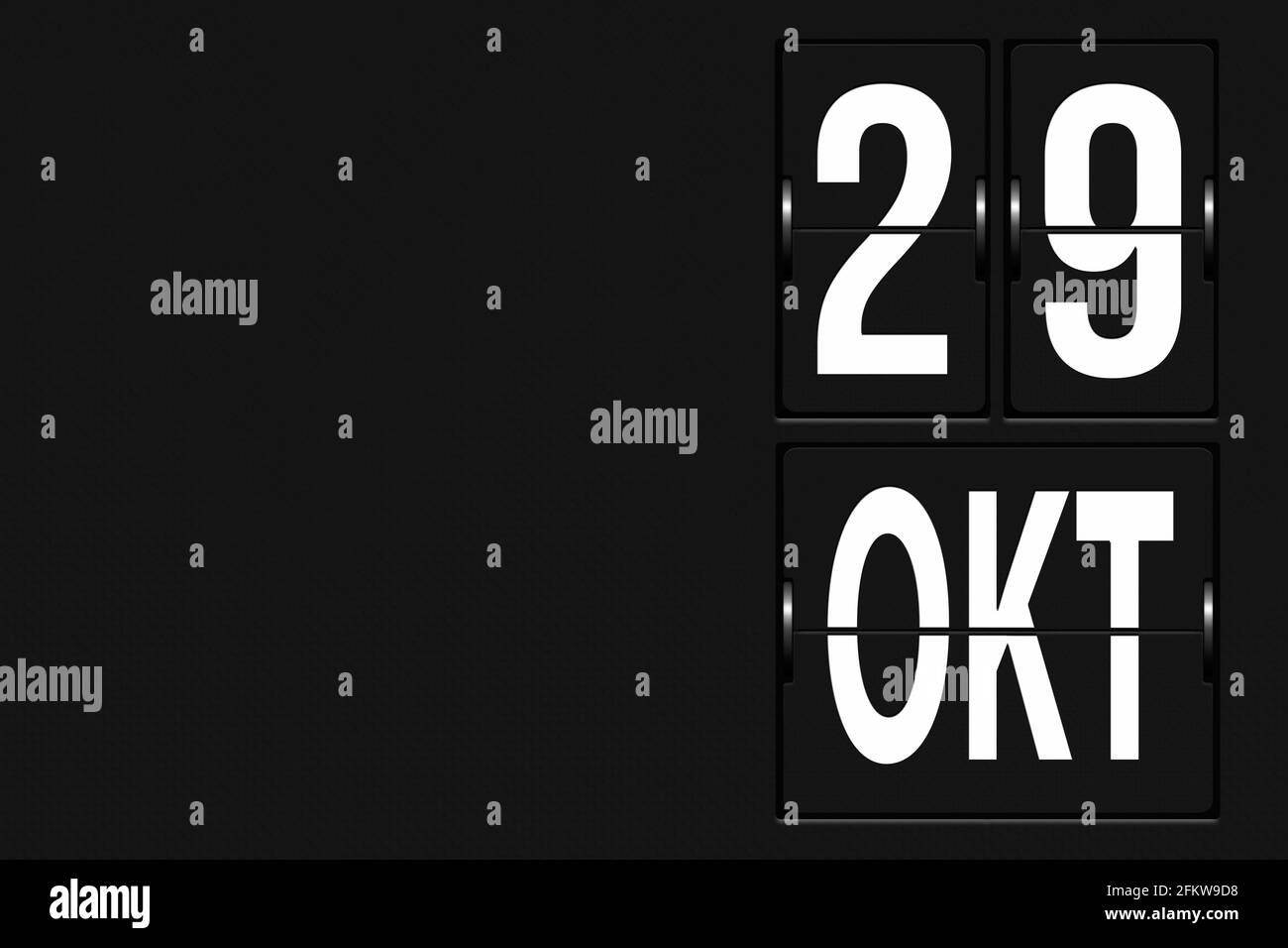 29 octobre. Jour 29 du mois, date du calendrier. Calendrier sous la ...