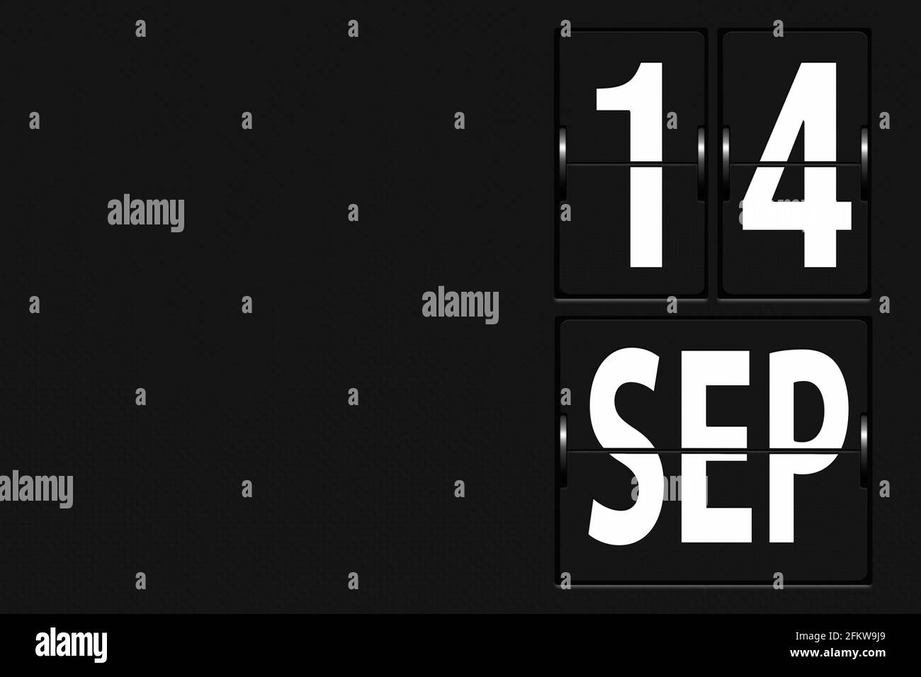 14 septembre. Jour 14 du mois, date du calendrier. Calendrier sous la ...