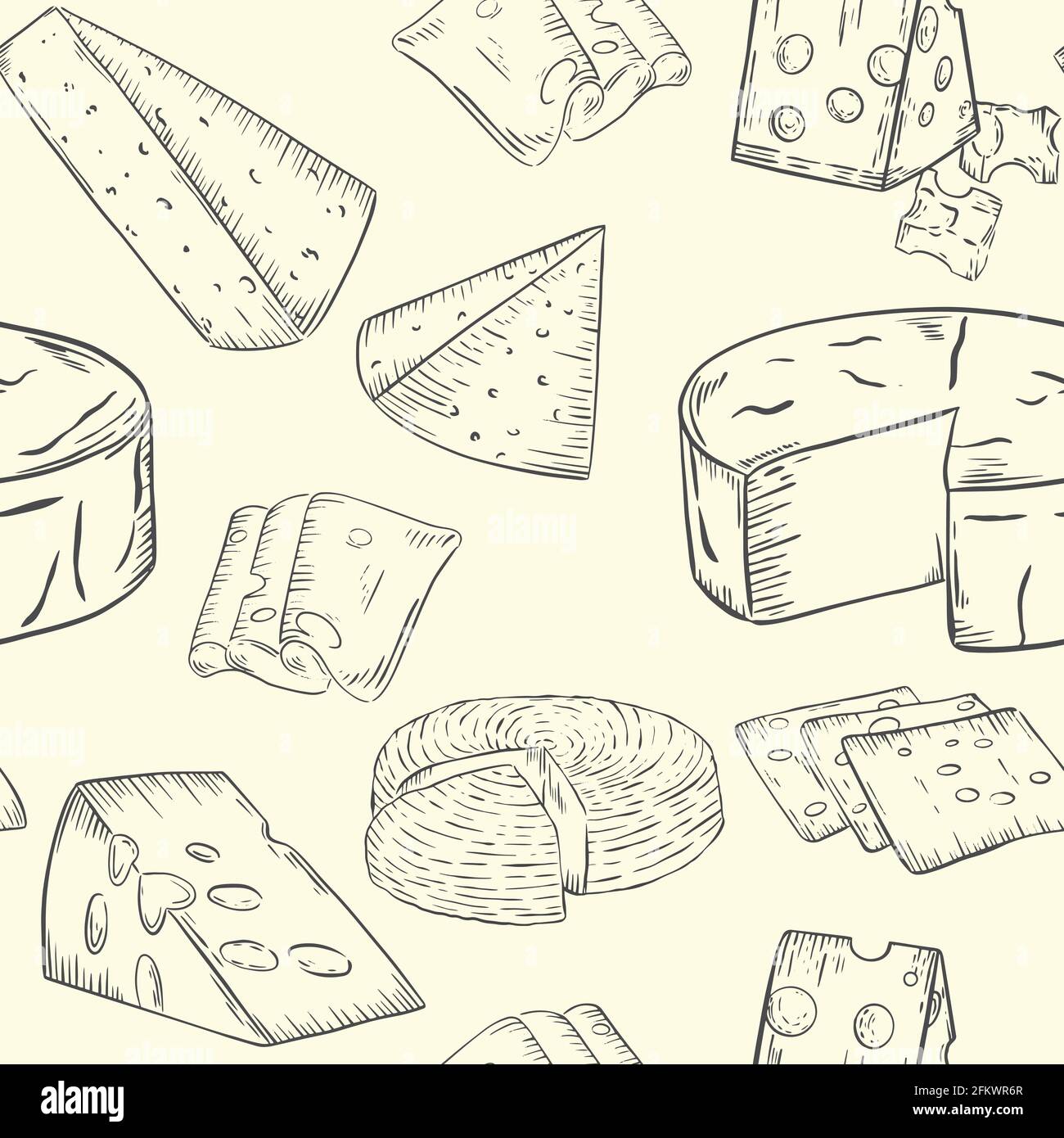 Motif de fromage, esquisse. Divers types de fromage, vecteur. Arrière ...