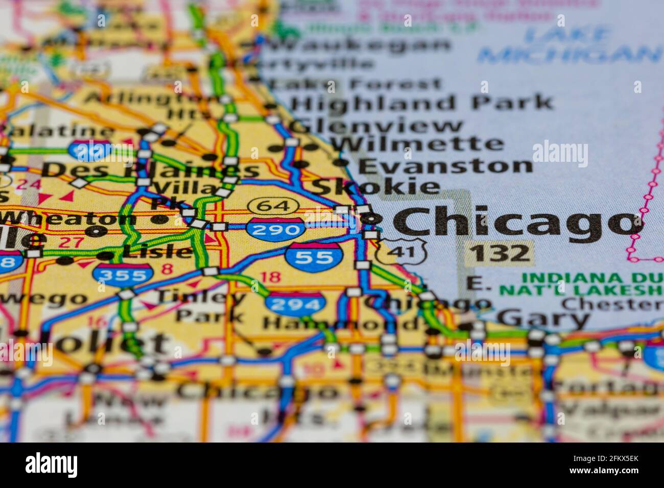 Chicago Illinois illustré sur une carte géographique ou une carte ...