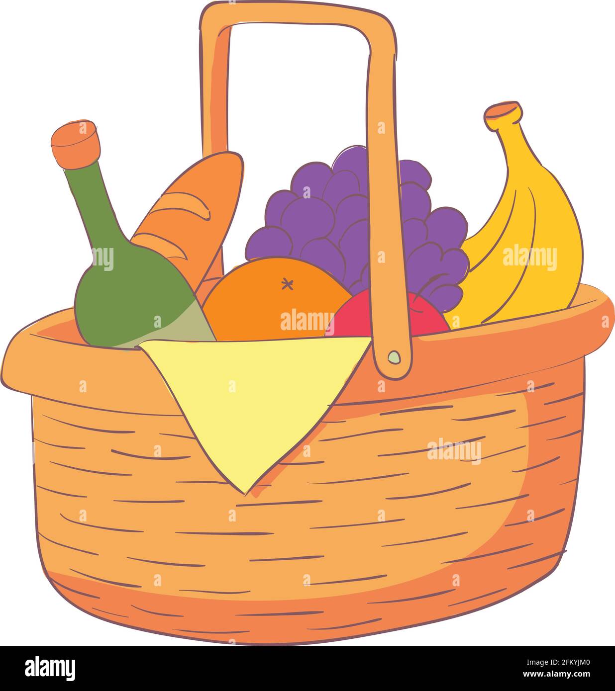 Icône panier-repas. Dessin animé et plat de panier-repas icône ...