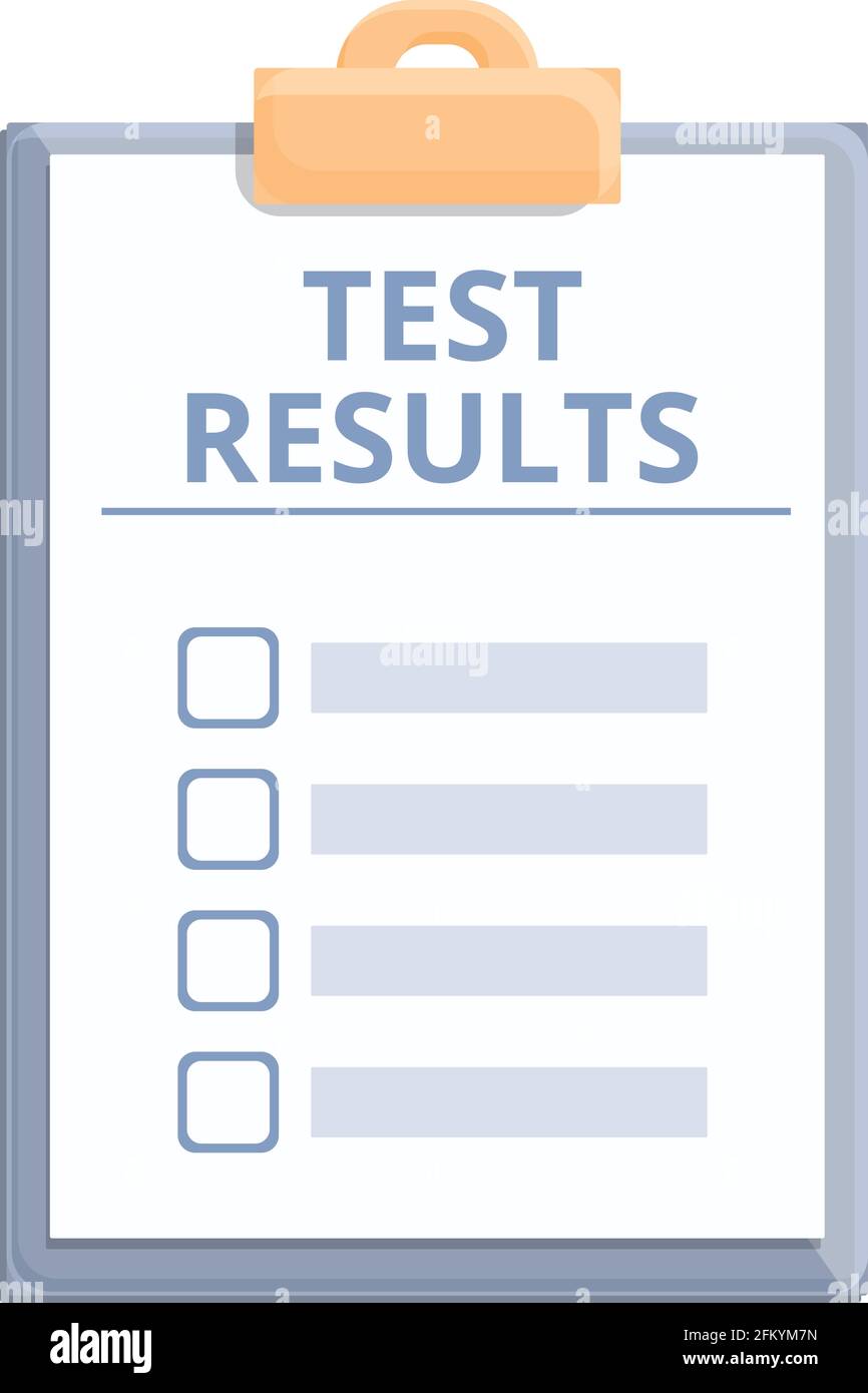 Icône du document résultat du test. Dessin animé et plat de l'icône de ...