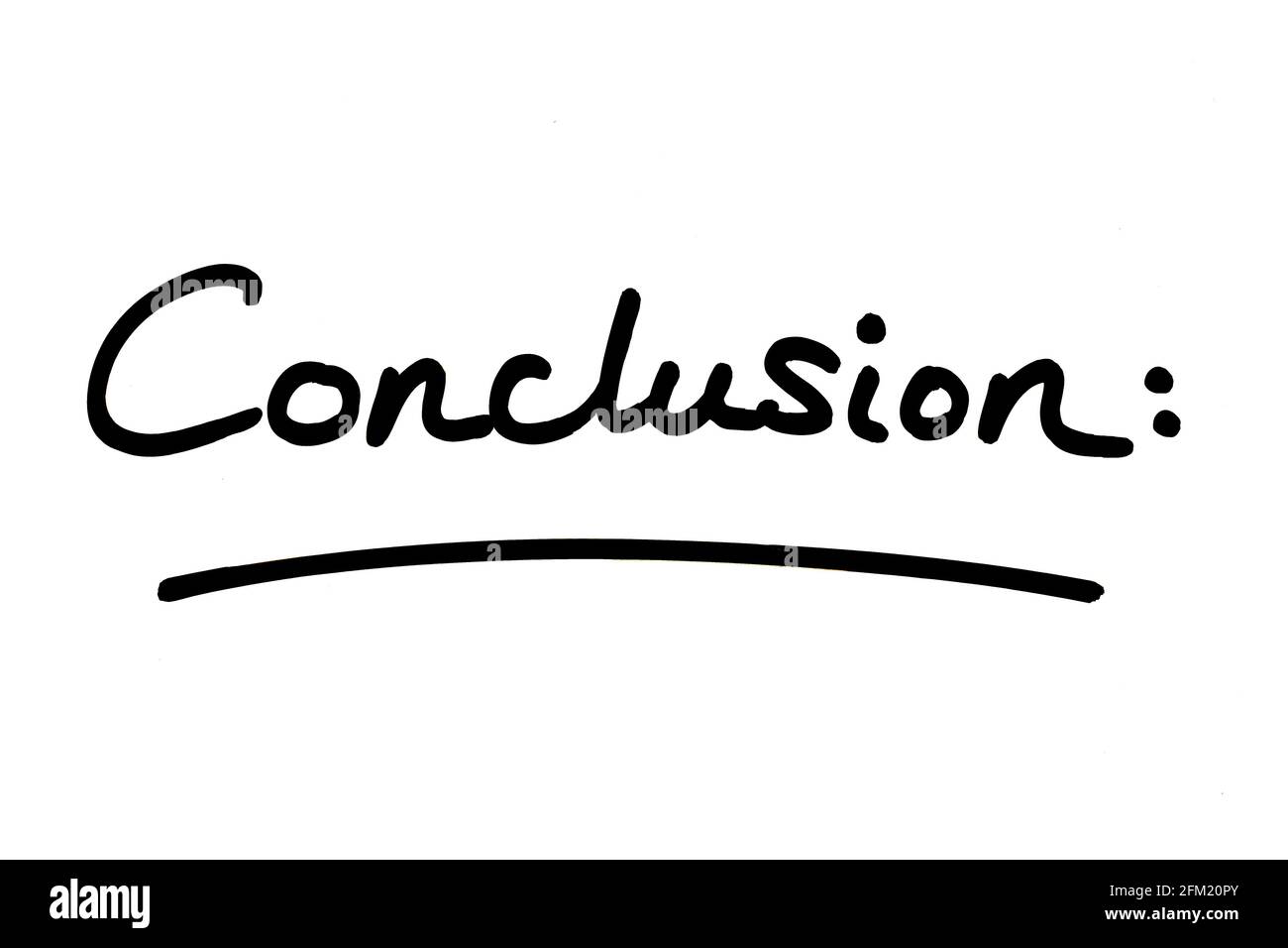 Conclusion, manuscrite sur fond blanc Photo Stock - Alamy
