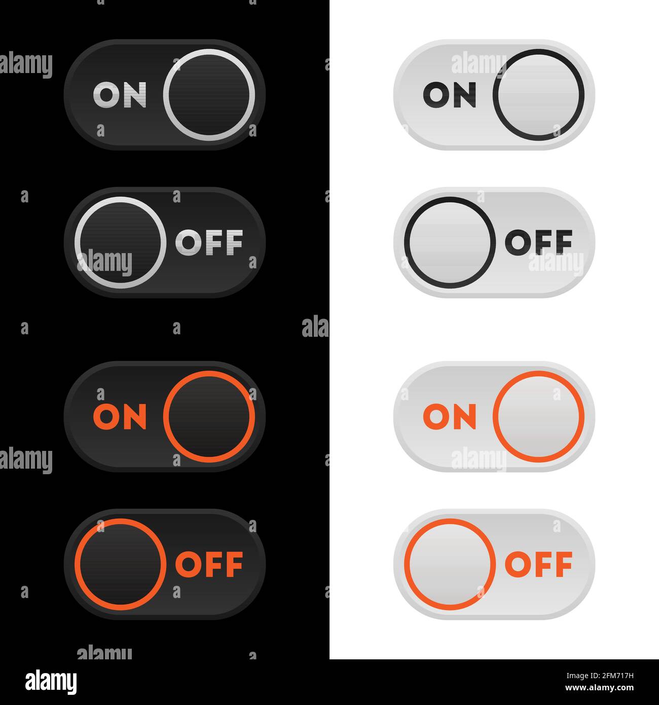 Icône définir un bouton multicolore de style plat. Illustration ...