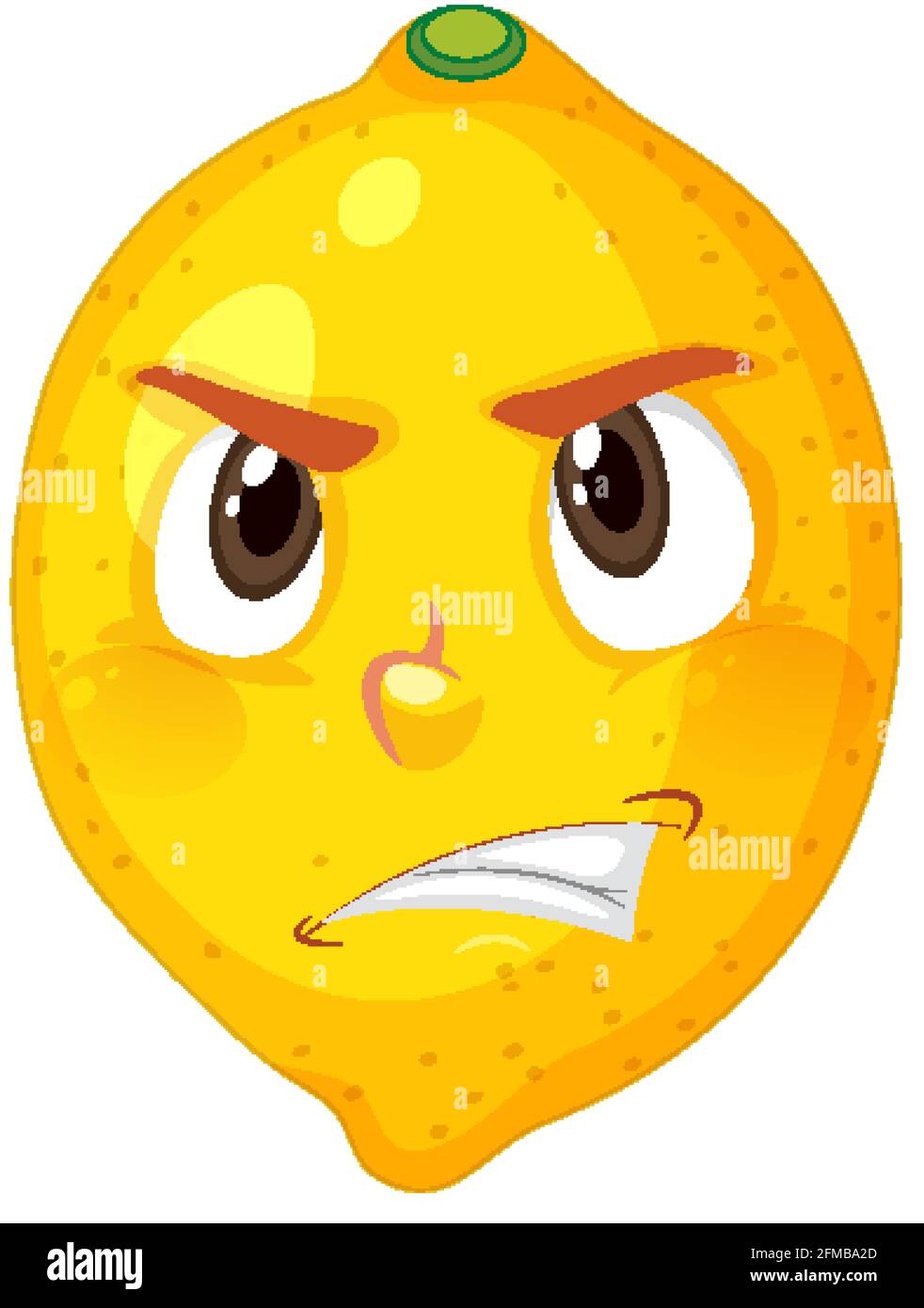Personnage de dessin animé citron avec expression de visage en colère ...