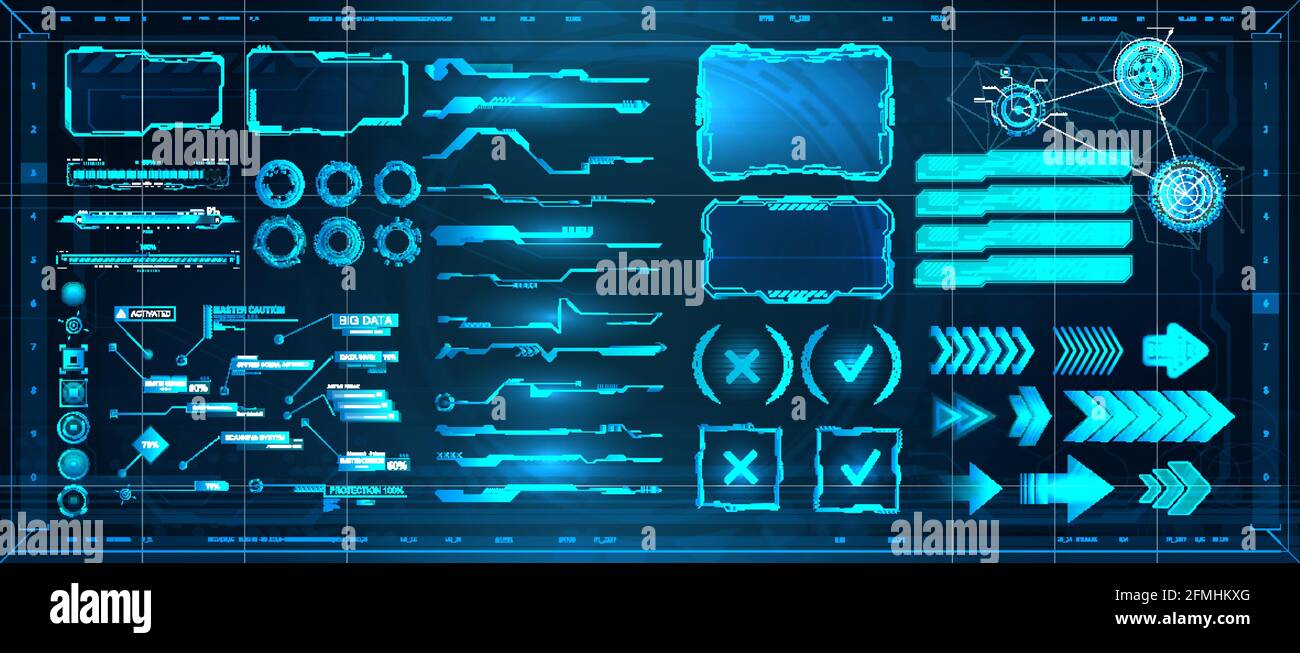Éléments d'interface numérique SCI-fi HUD pour jeu, interface ...