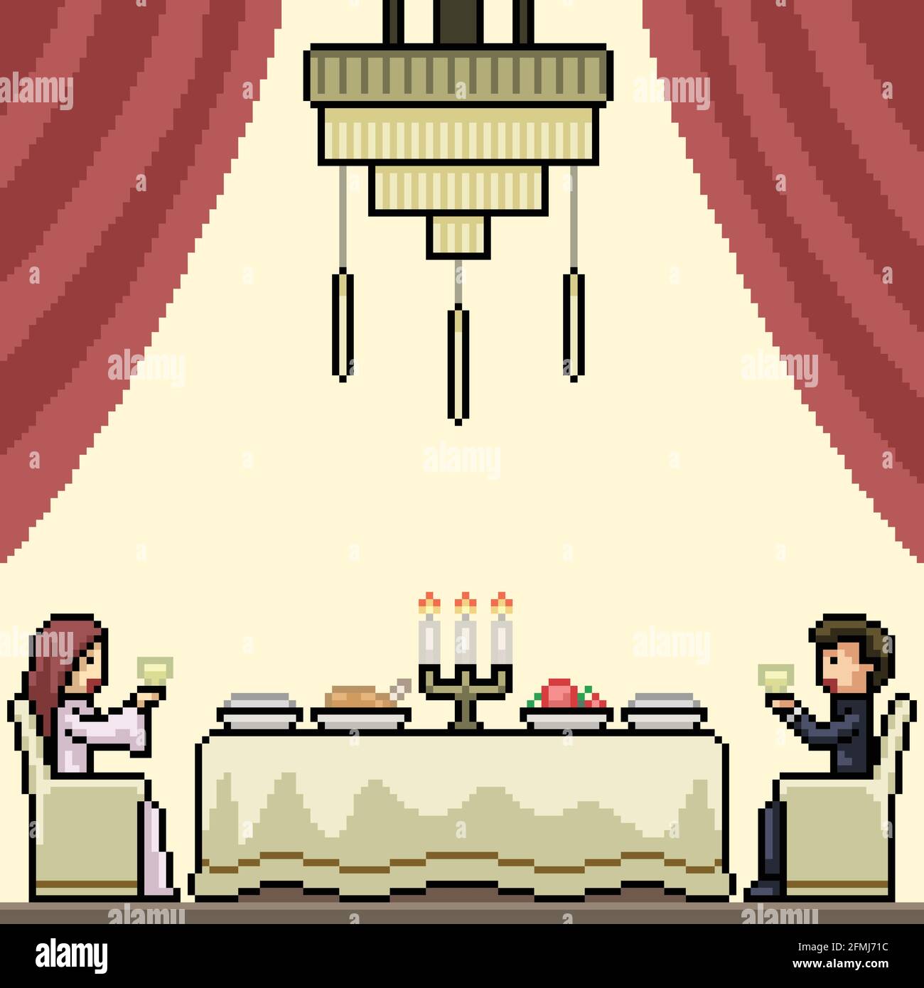 pixel art du dîner de luxe en couple Image Vectorielle Stock - Alamy
