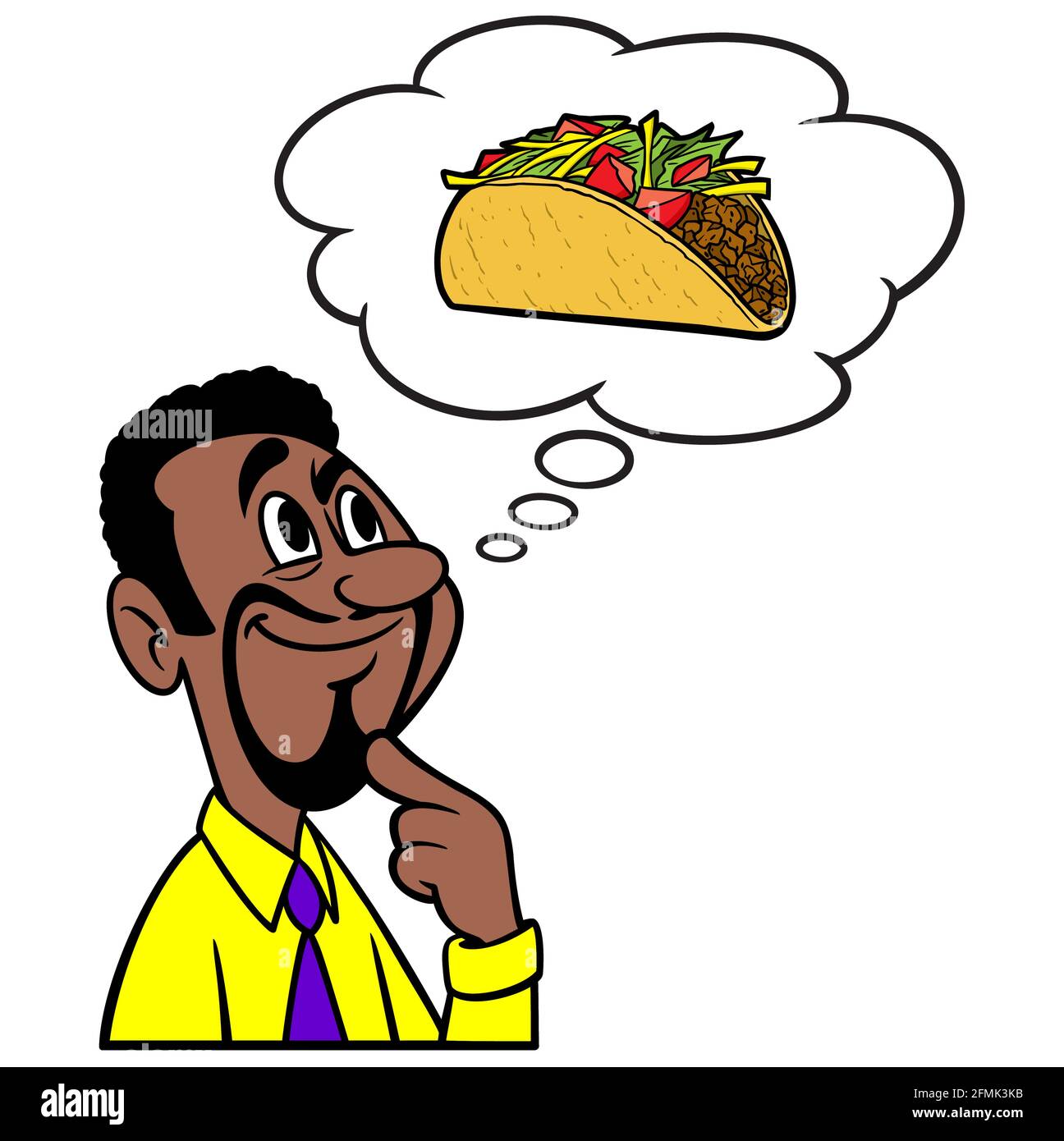 Un homme qui pense à un Taco - UNE illustration de dessin animé d'un ...
