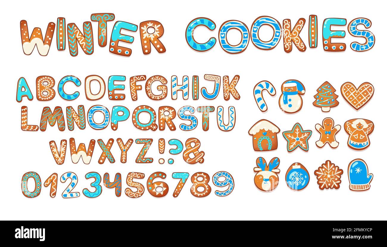 Noël biscuits de pain d'épice alphabet. Lettres et caractères biscuit ...