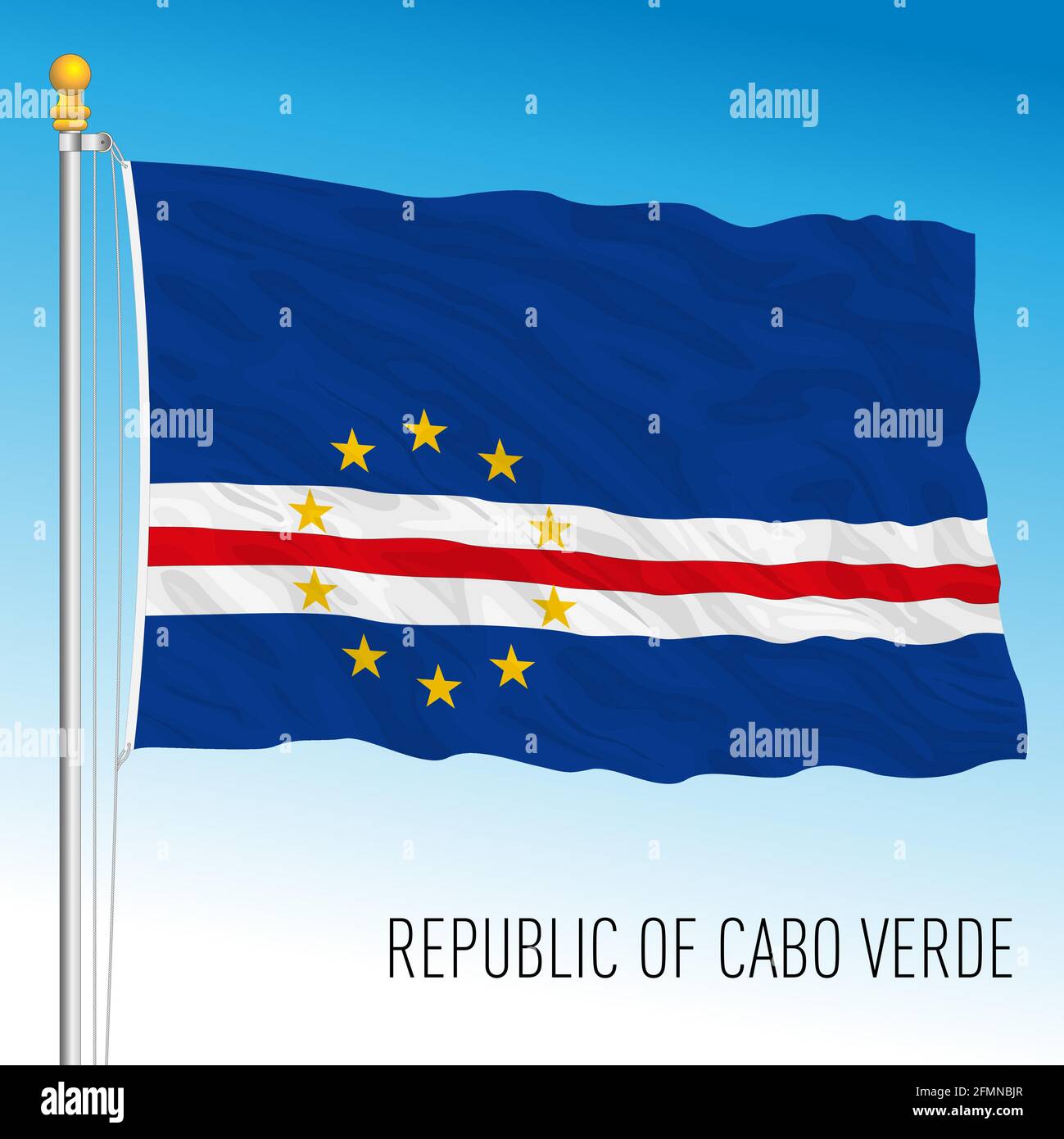 Drapeau national officiel de la République du Cap-Vert, pays africain ...