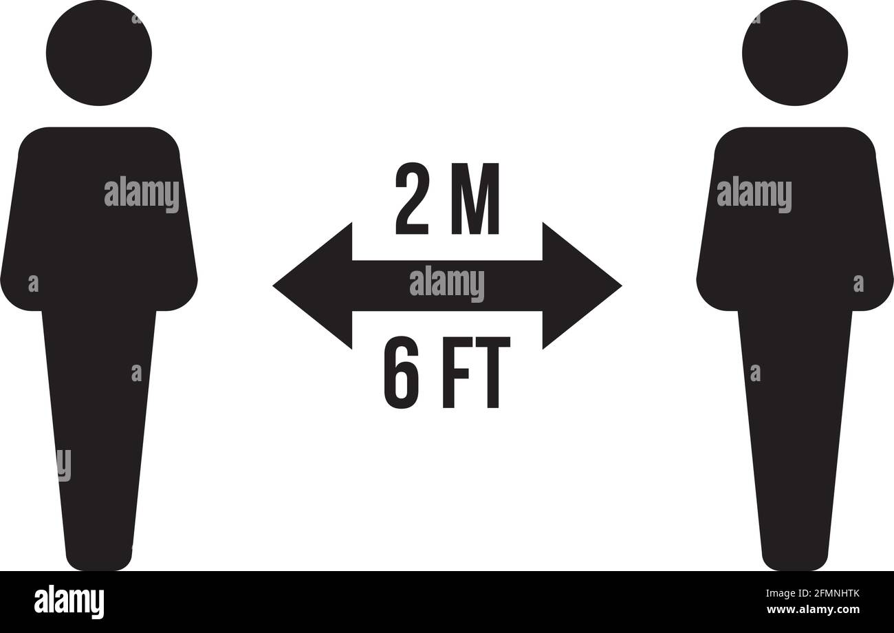 Symbole de vecteur d'icône de distance de sécurité sociale du signe de ...