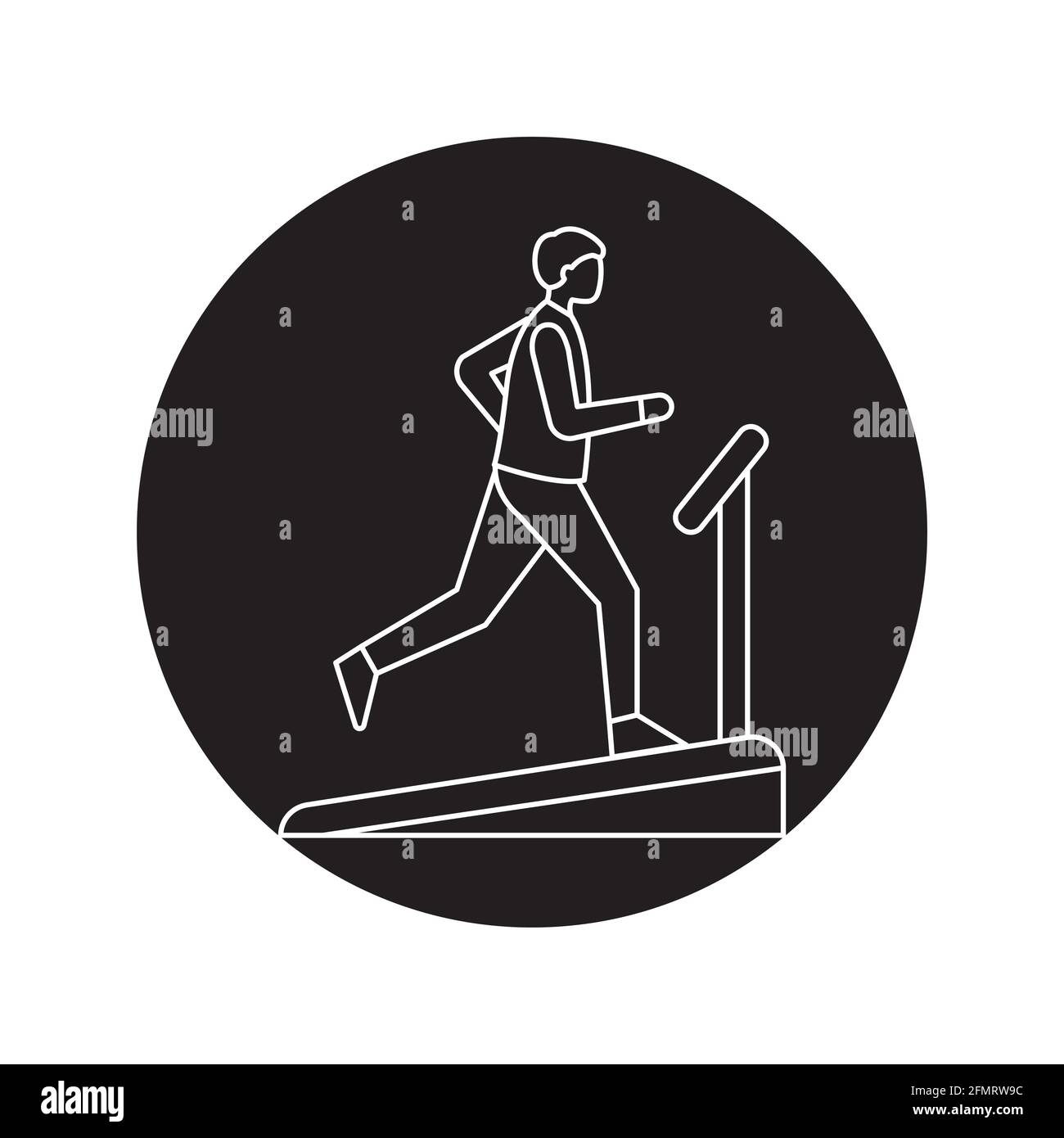 Icône de la ligne de couleur course à pied sur tapis roulant ...