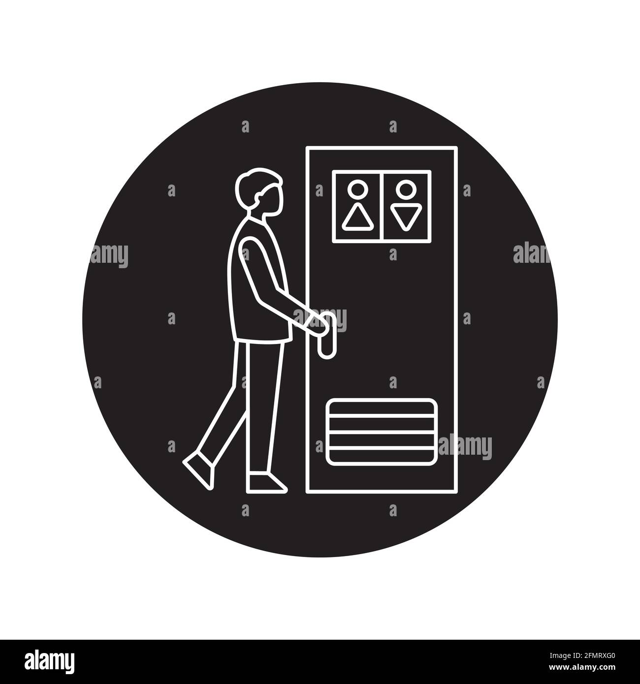 Icône de ligne de couleur d'aller à la toilette. Pictogramme pour page ...