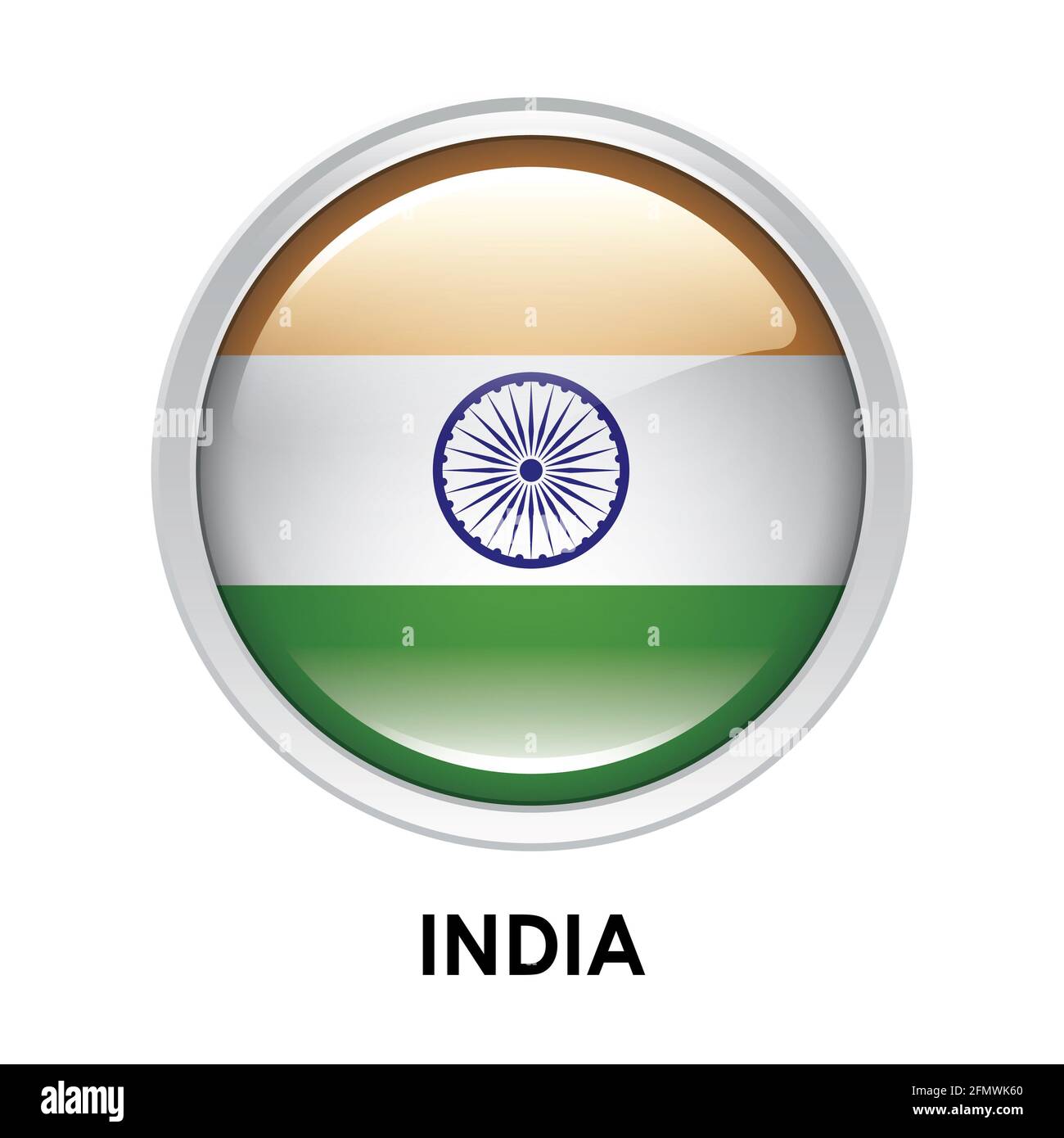 India flag glossy button Banque de photographies et d’images à haute ...