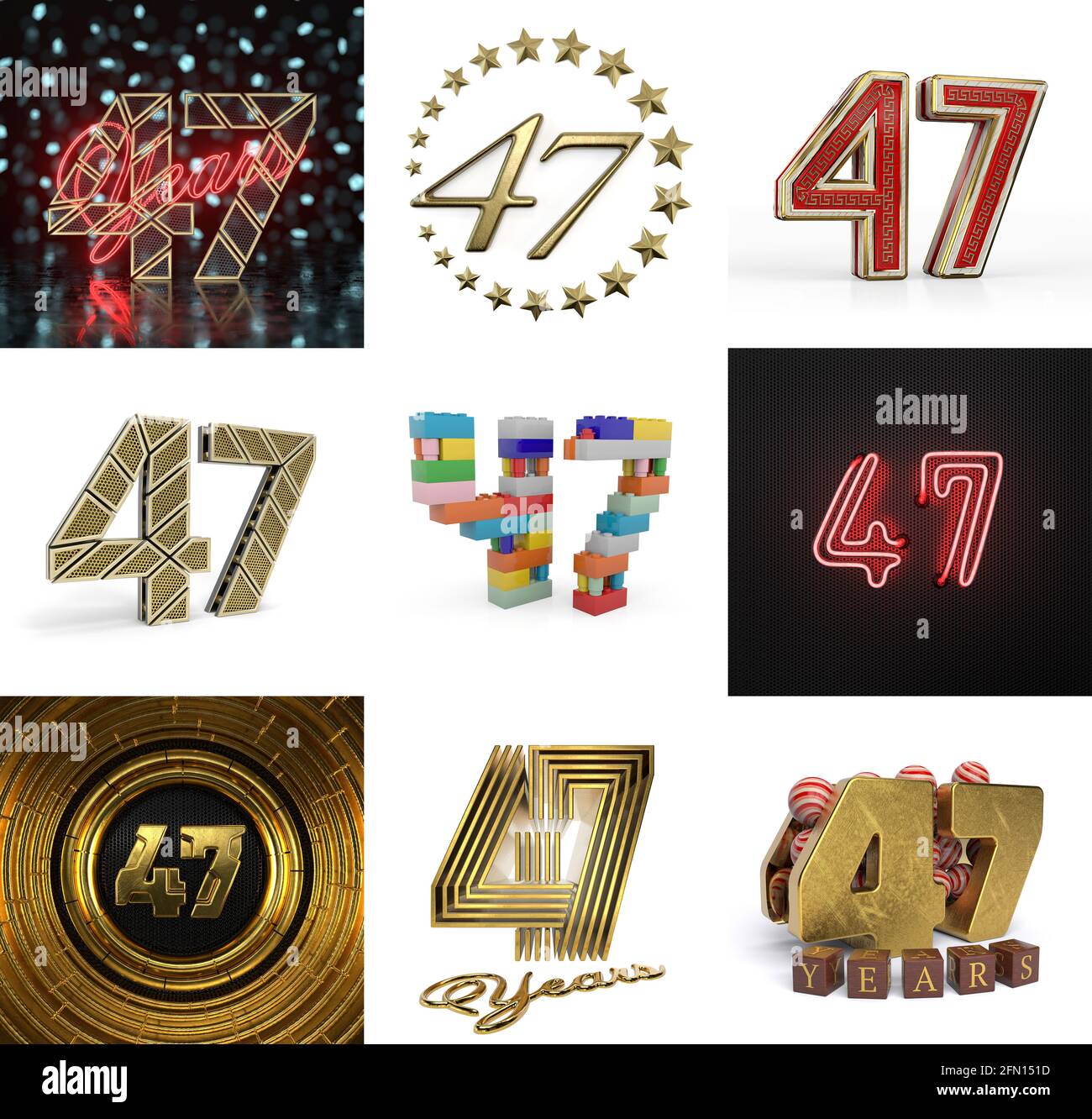 Ensemble de quarante-sept ans d'anniversaire. Élément de conception ...