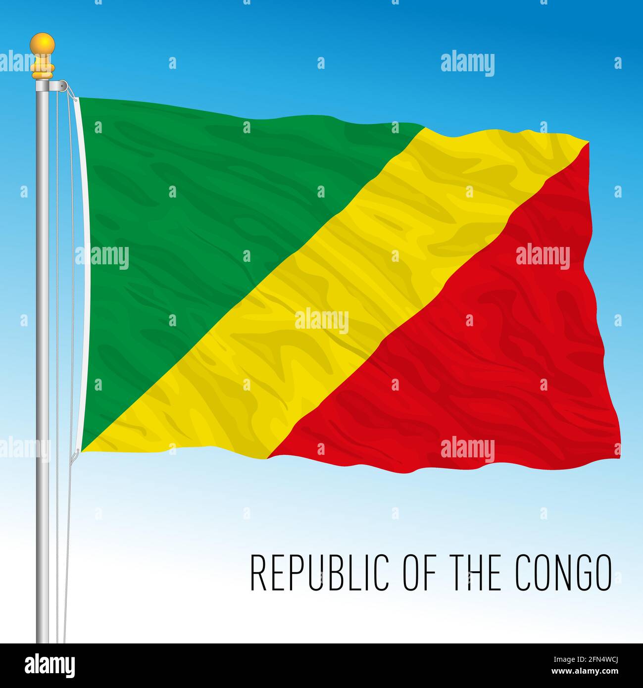 Drapeau national officiel de la république du Congo, pays africain ...