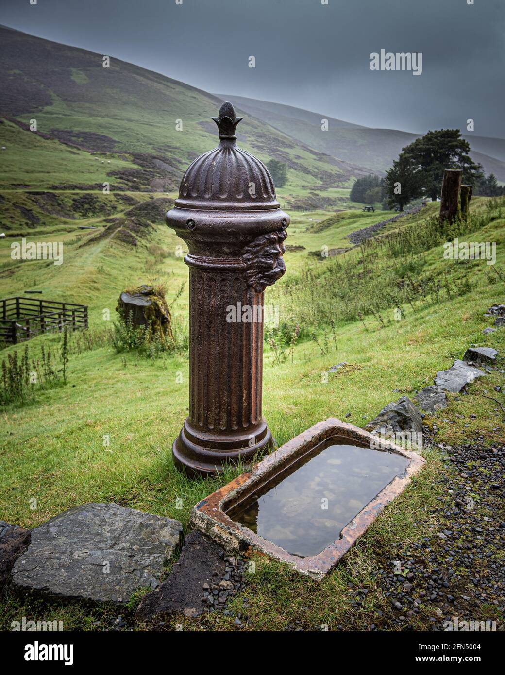 Ancienne fontaine en fonte rouillée avec tête de lion décorative Motif ...