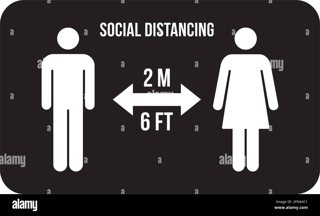 Symbole de distance sociale vecteur de symbole garder le signe de ...
