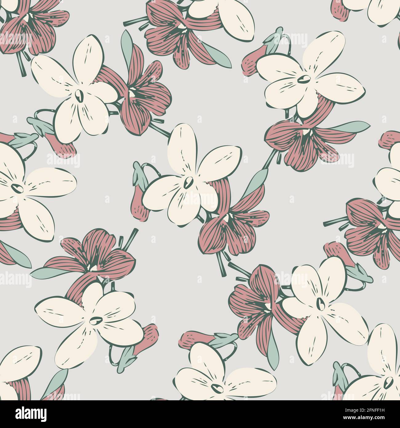 Dessin fleurs de fleurs de prairie. Joli motif fleuri sans couture ...