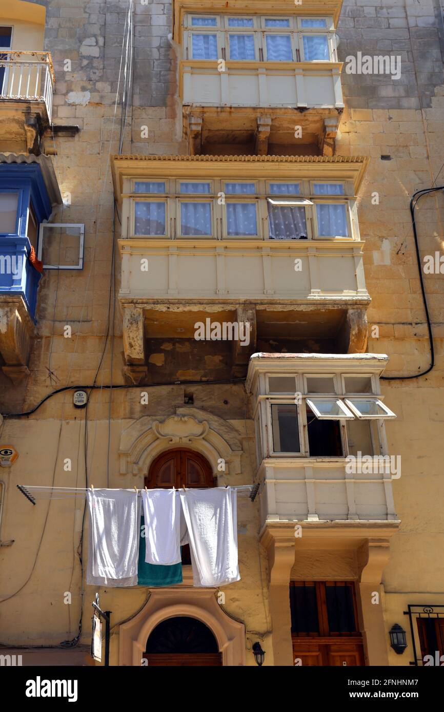 La Valette. Malte. Vieille ville. Architecture maltaise typique ...