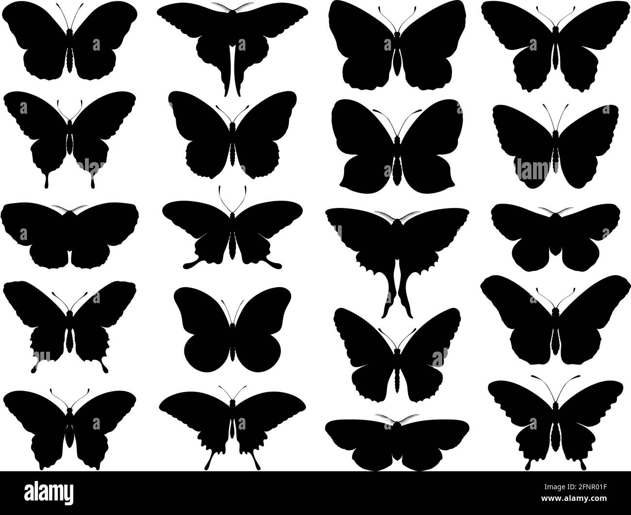 Silhouettes papillons noires. Outline papillons romantique tatouage ...