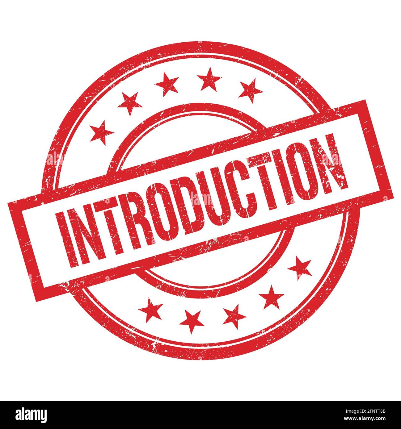 TEXTE D'INTRODUCTION écrit sur un timbre rouge rond en caoutchouc ...